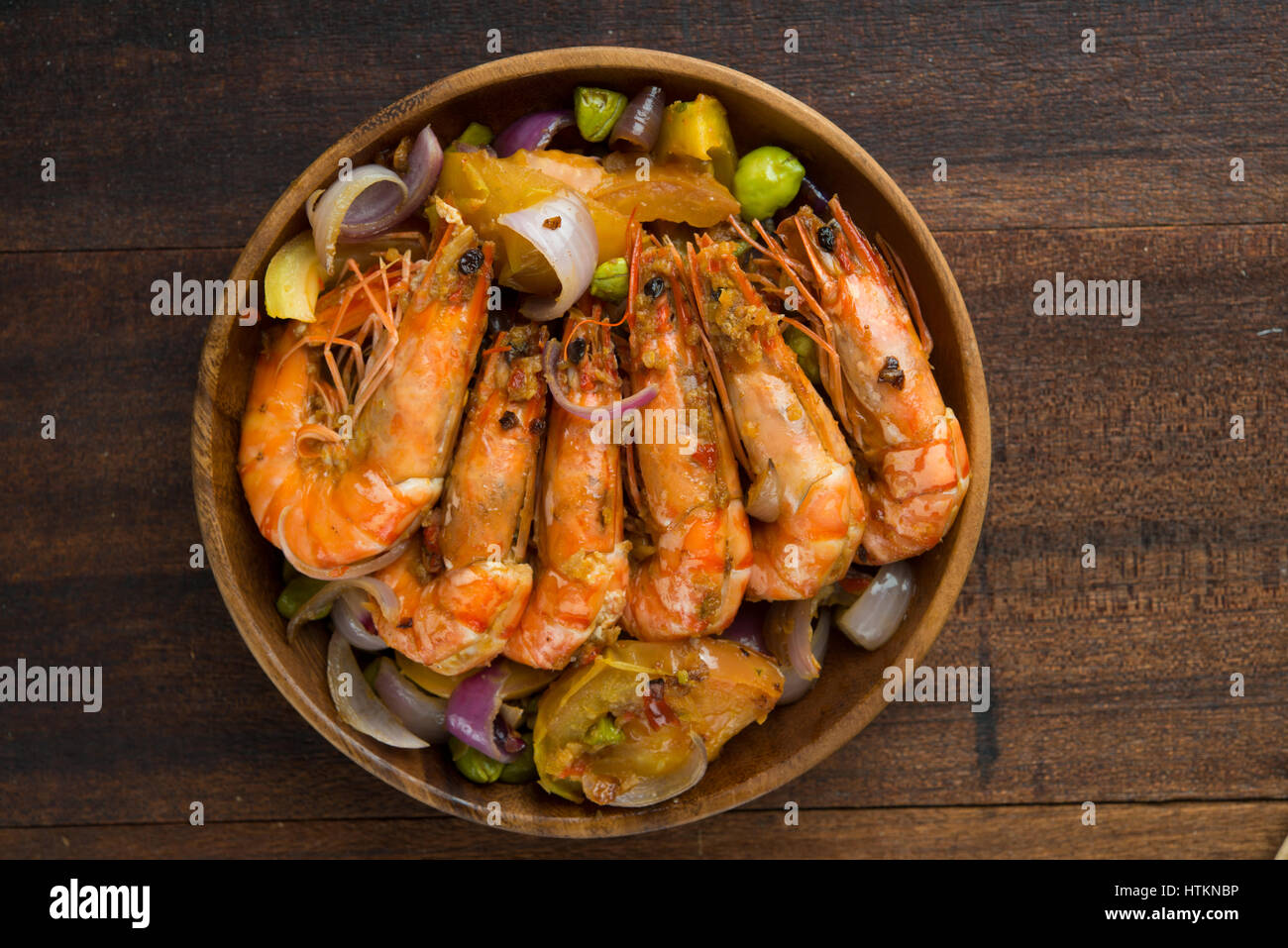 asian style chilli prawns Stock Photo - Alamy