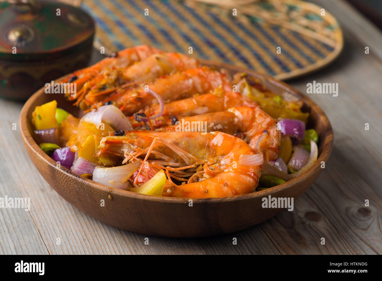 asian style chilli prawns Stock Photo - Alamy