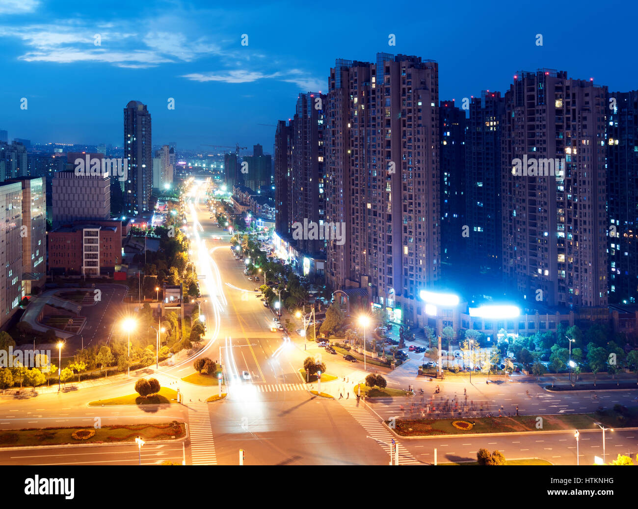 Aerial view of city night Stock Photo - Alamy