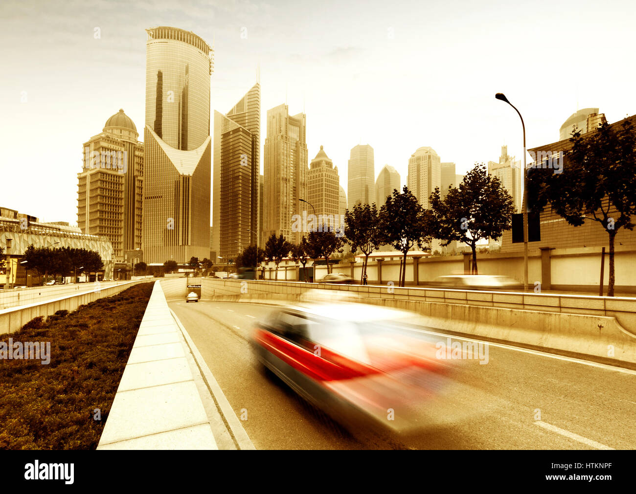 China Shanghai modern architecture, motion blur car Stock Photo - Alamy