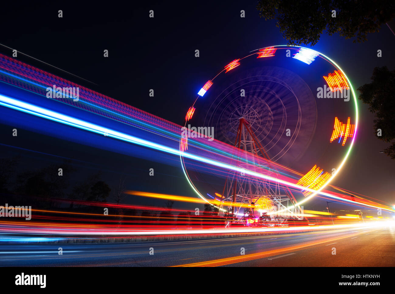 Night, a rotating Ferris wheel Stock Photo - Alamy