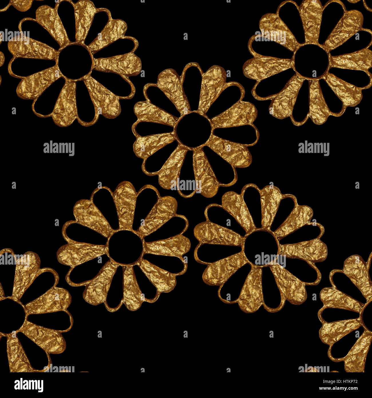 Gold abstract flowers pattern. Hand painted floral background. Nature ...