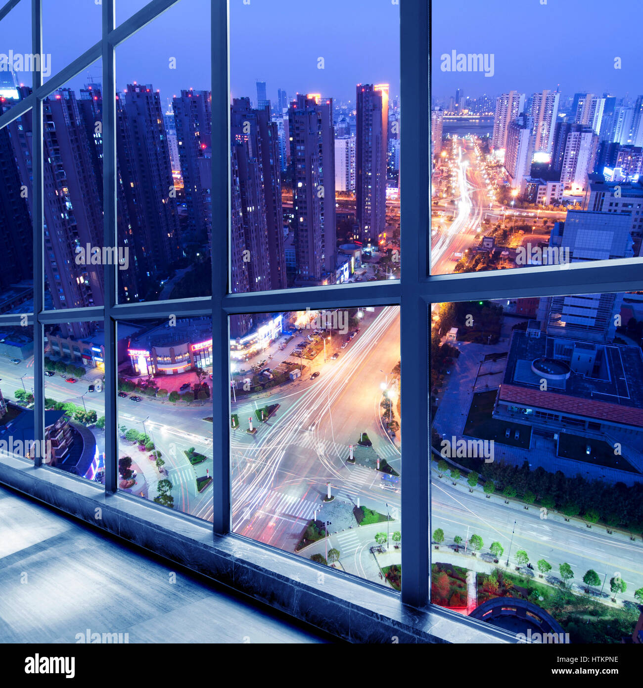 Aerial view of city night Stock Photo - Alamy