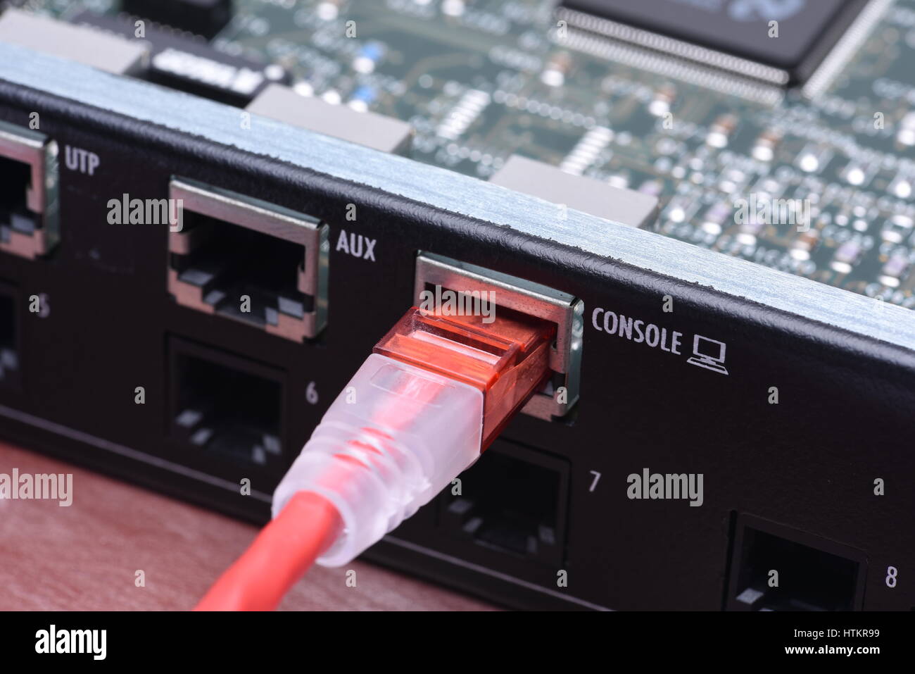 Technology Devices Network Switch Board with Ethernet Cables Stock ...