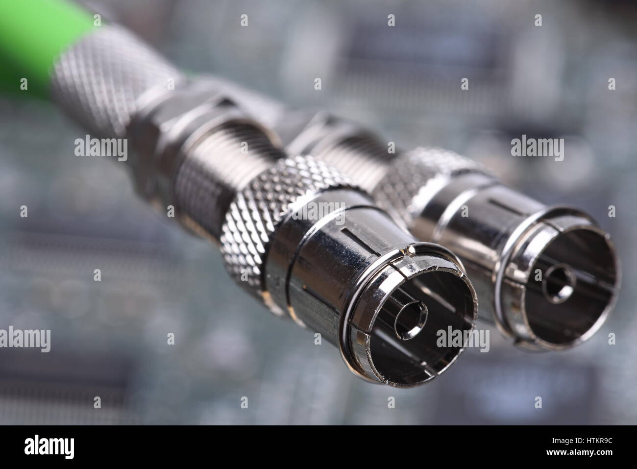 Coaxial Cables with Electronic Board in Background Stock Photo - Alamy