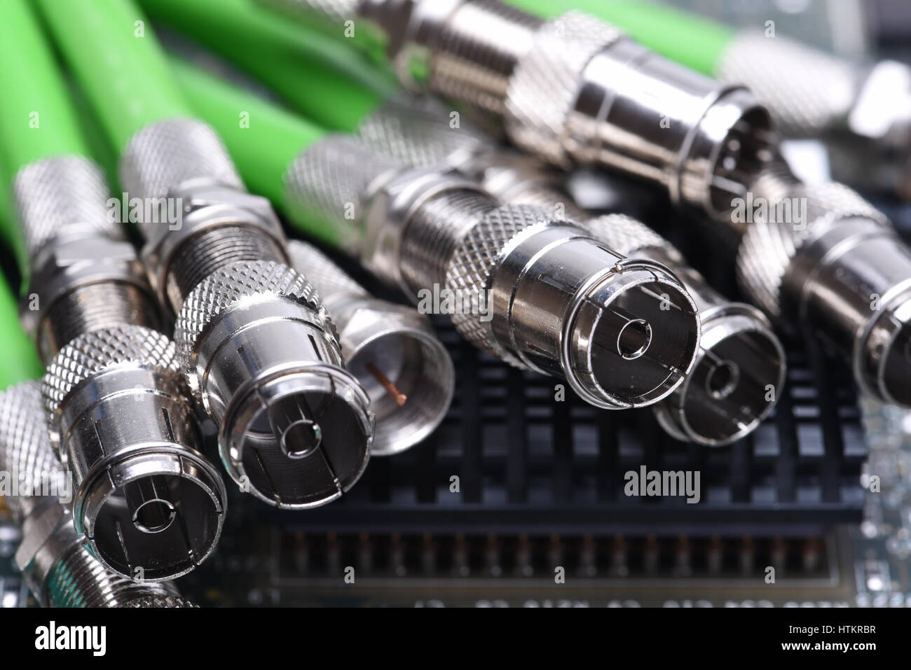 Coaxial Cables with Electronic Board in Background Stock Photo - Alamy