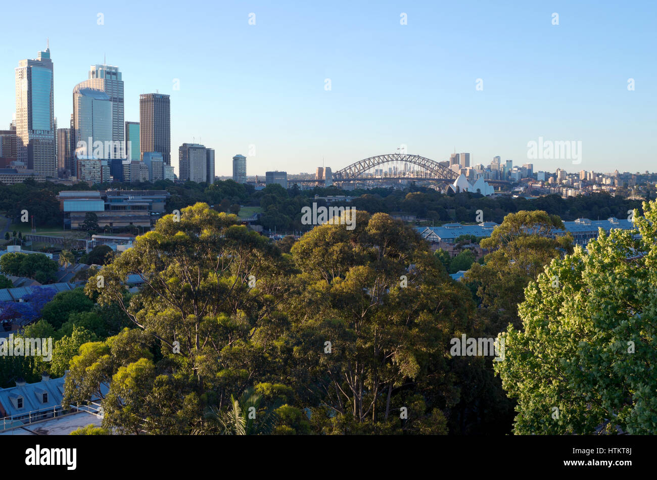 city skyline with buildings landmarks downtown harbor and trees of ...