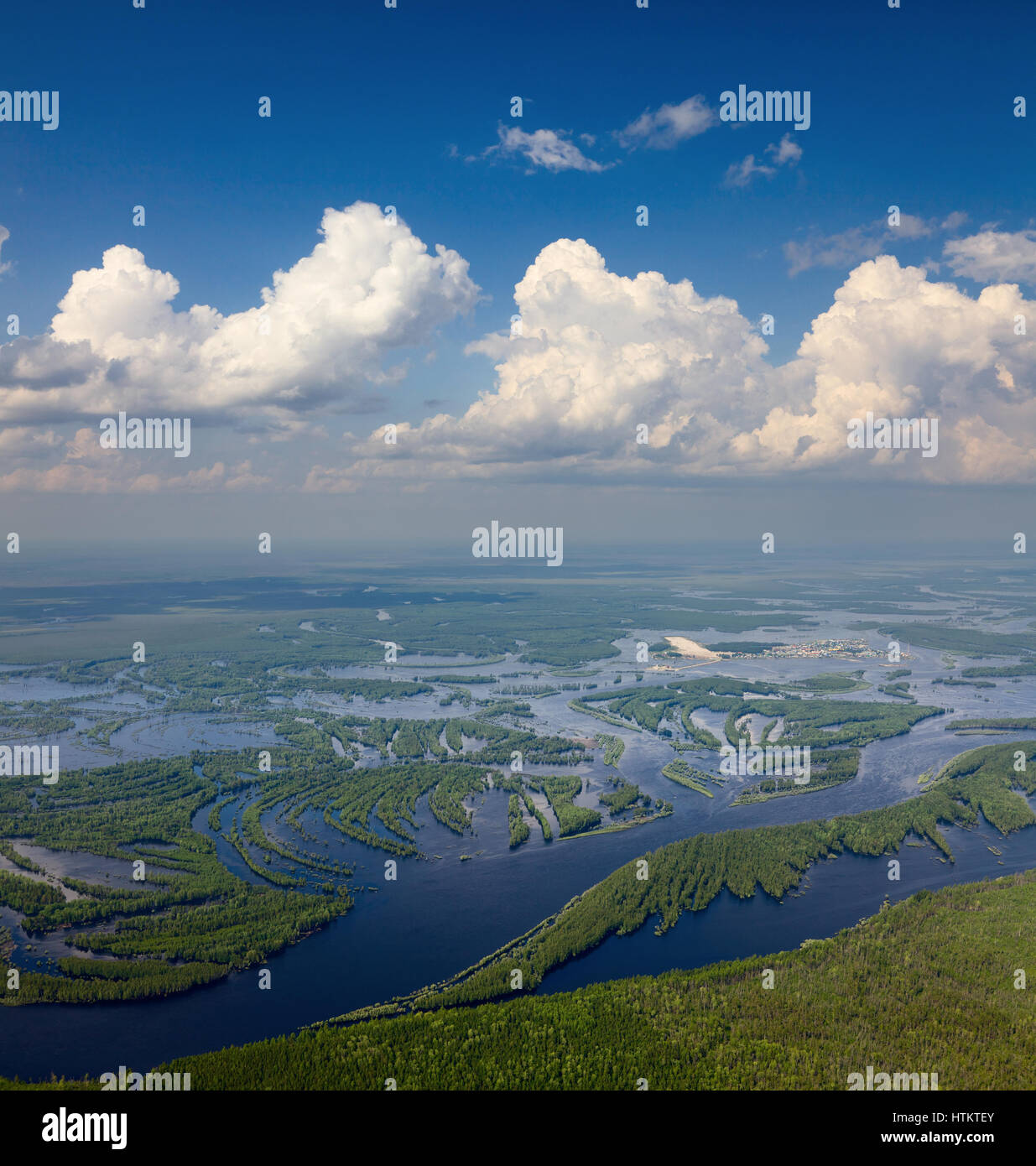 Forest river in spring, top view Stock Photo - Alamy