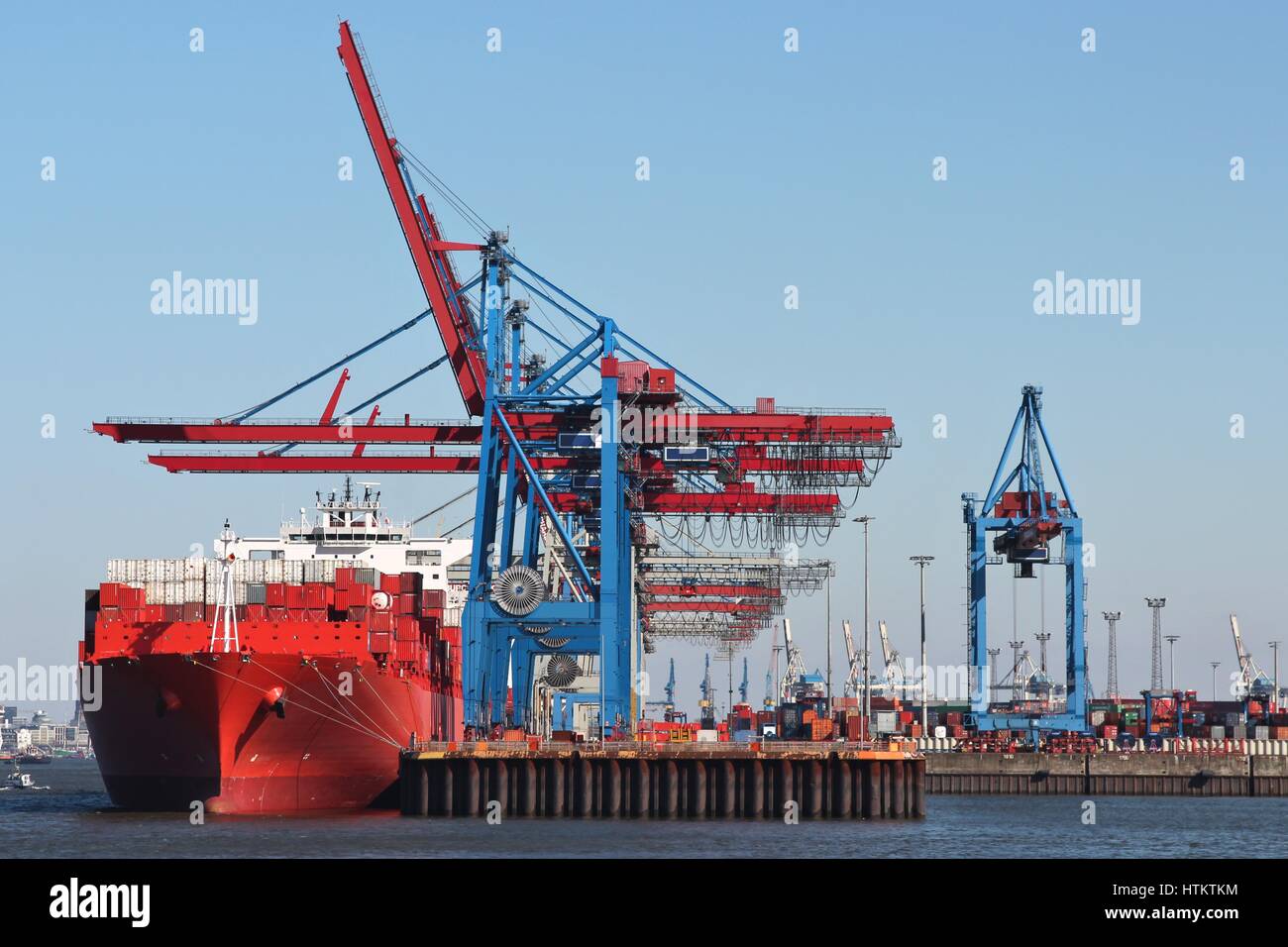 container ship at container terminal Stock Photo - Alamy