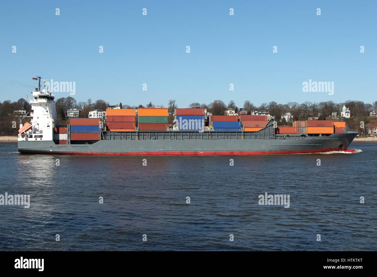 Container ship at river elbe hi-res stock photography and images - Alamy