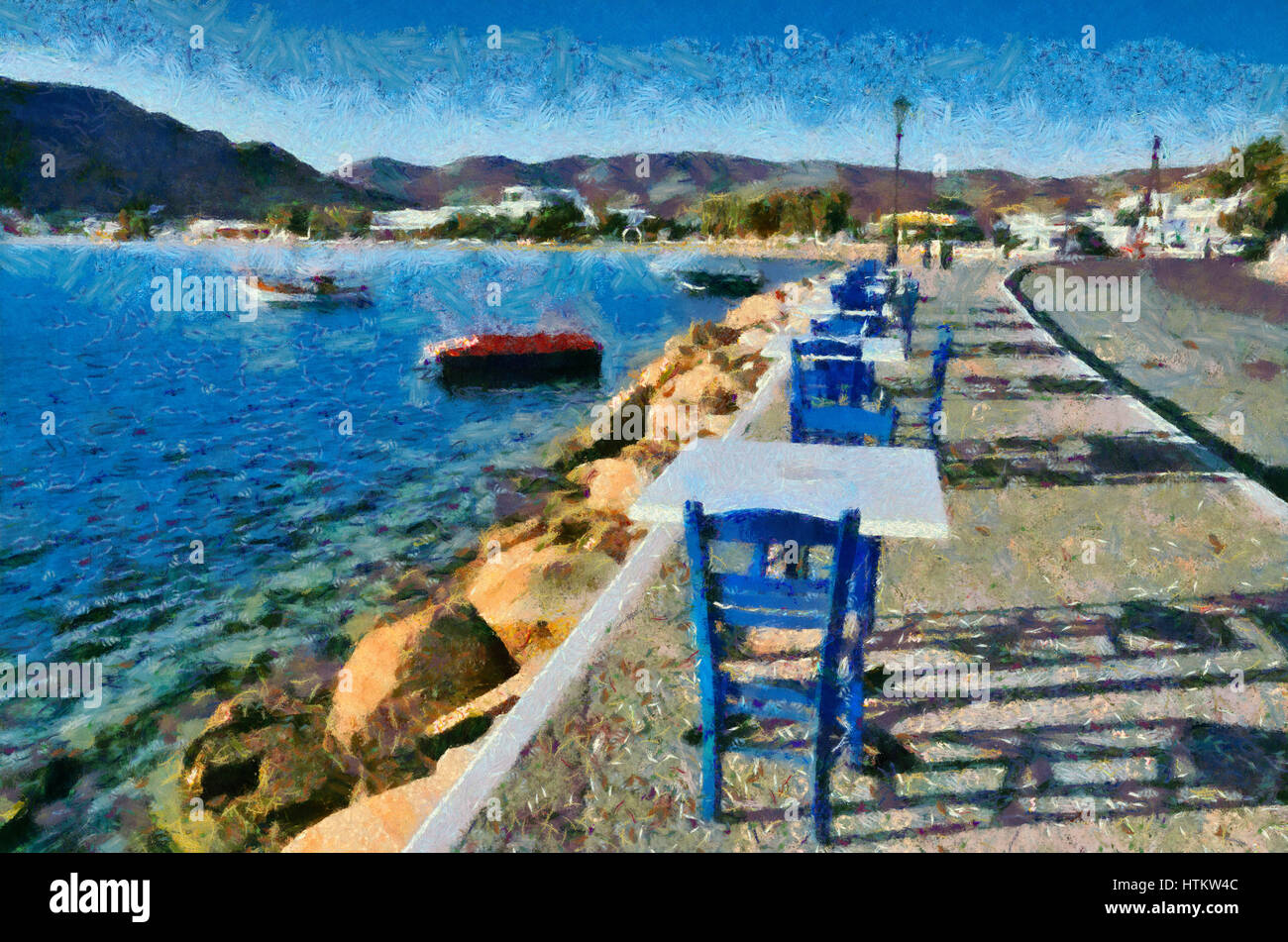 At the port of Ios island, Greece Stock Photo - Alamy
