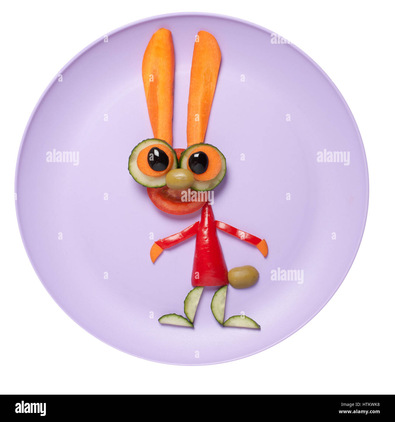 Amazed rabbit made of vegetables on pink plate Stock Photo - Alamy