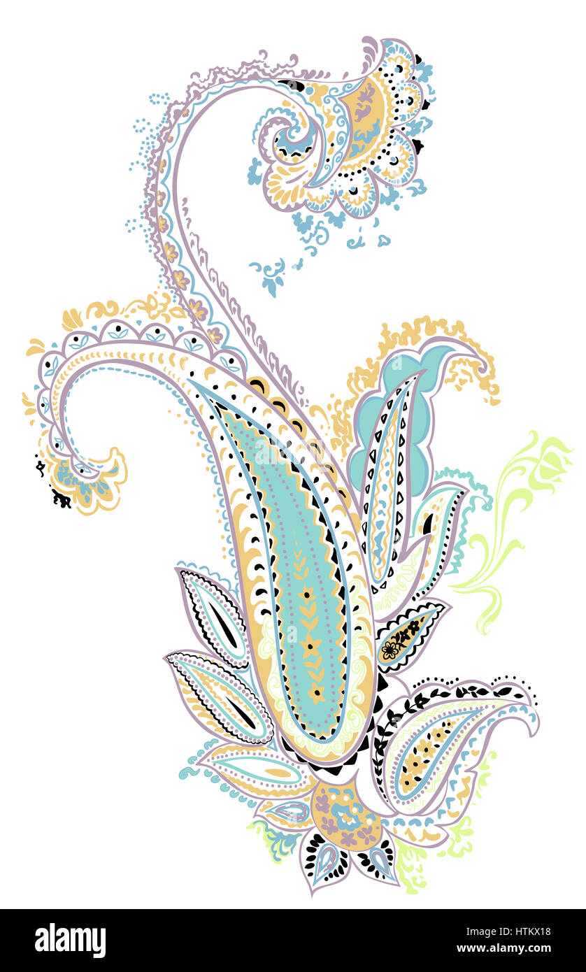 hand painted multicolor paisley Stock Photo - Alamy