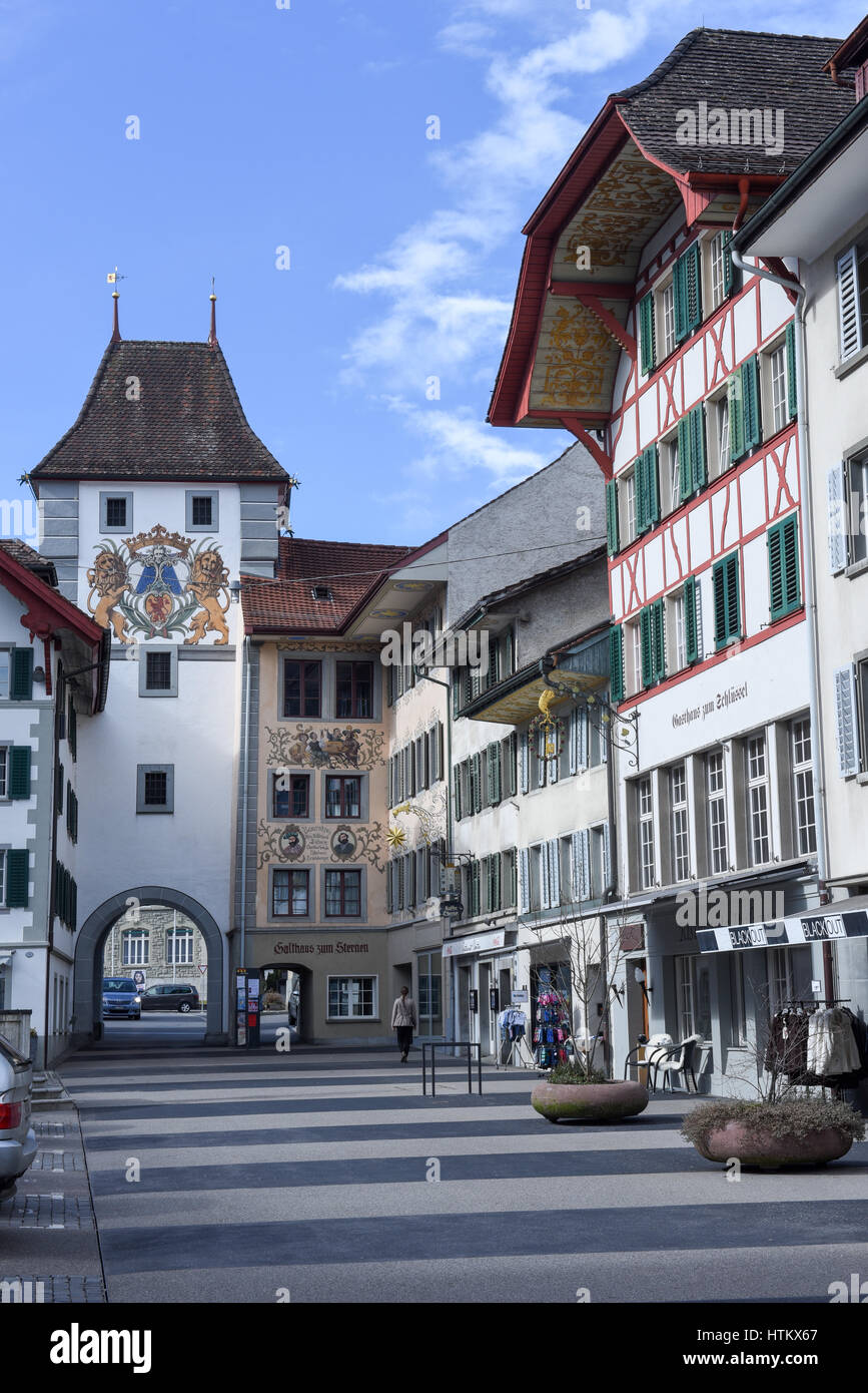 Willisau, Switzerland - 4 March 2017: people walking in front of ...