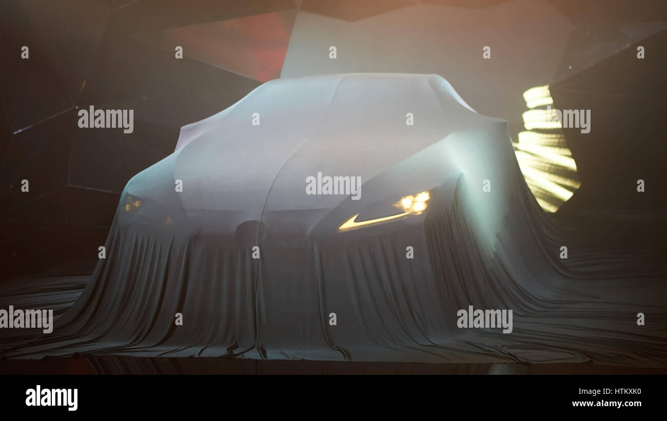 Close up of a new car hidden under cover Stock Photo - Alamy