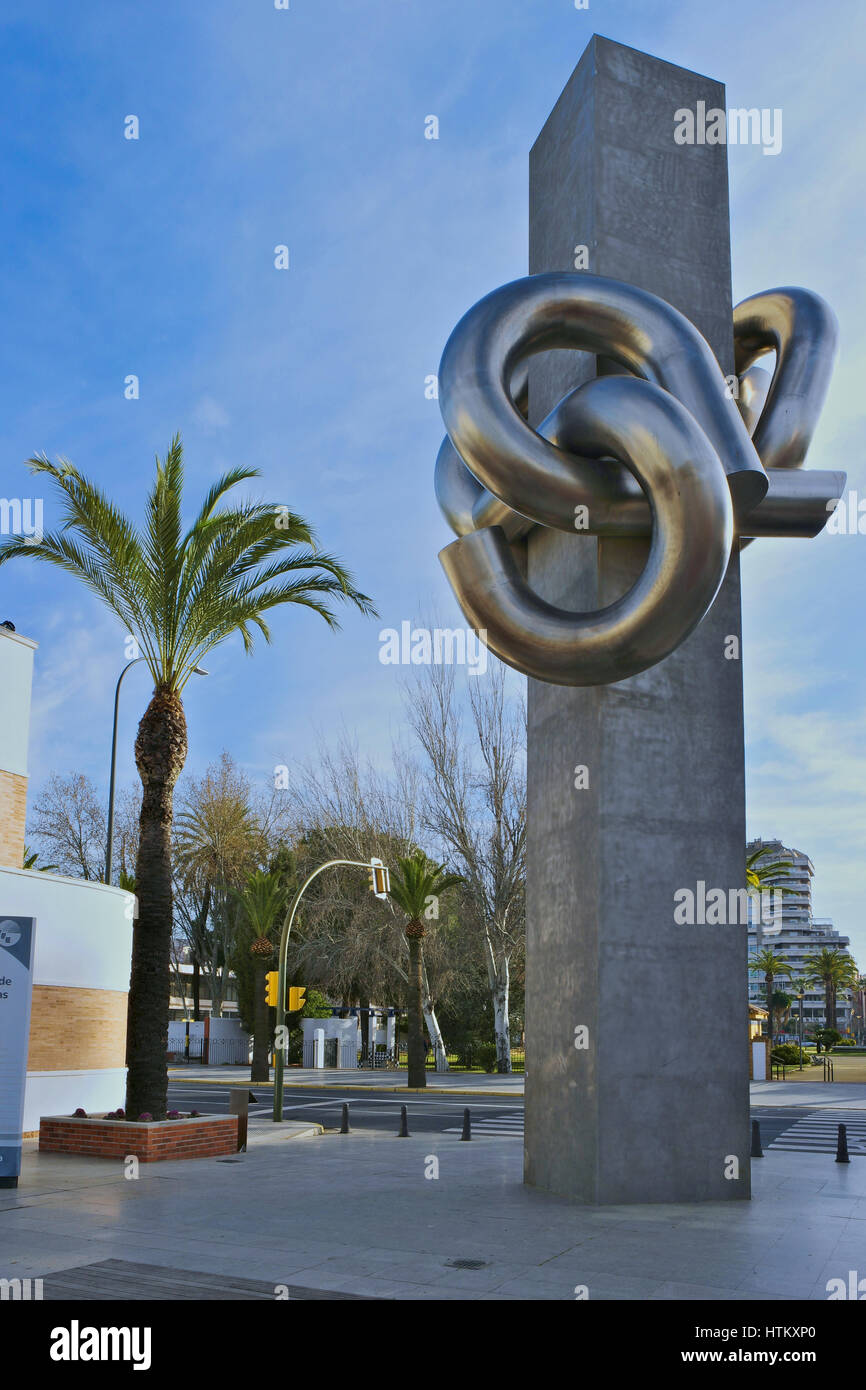 Monolith in the port of Huelva Stock Photo - Alamy