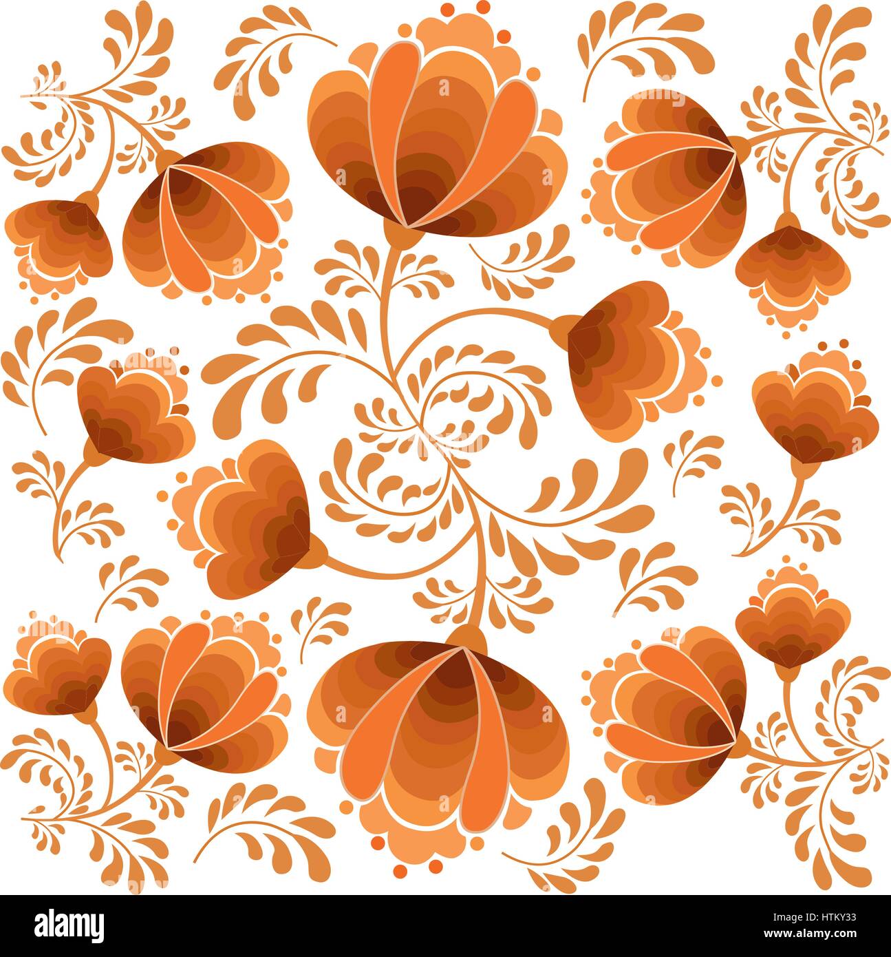 Oriental flower pattern Abstract floral ornament Swirl fabric ...