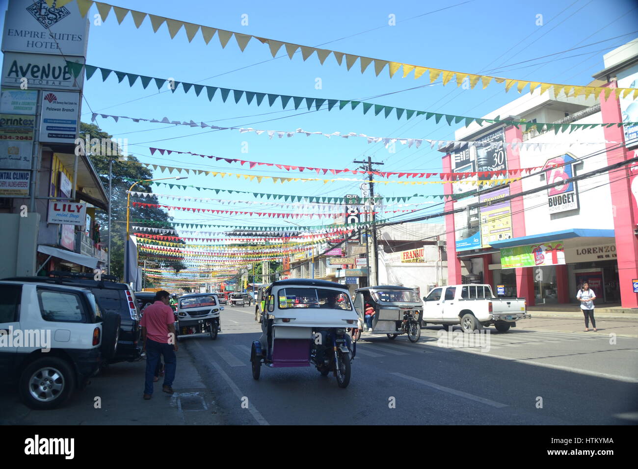 Street in Puerto Princesa, capital of Palawan island in Philippines is ...