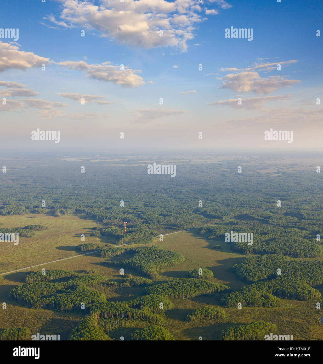 Telecommunications tower on a forest, top view Stock Photo - Alamy