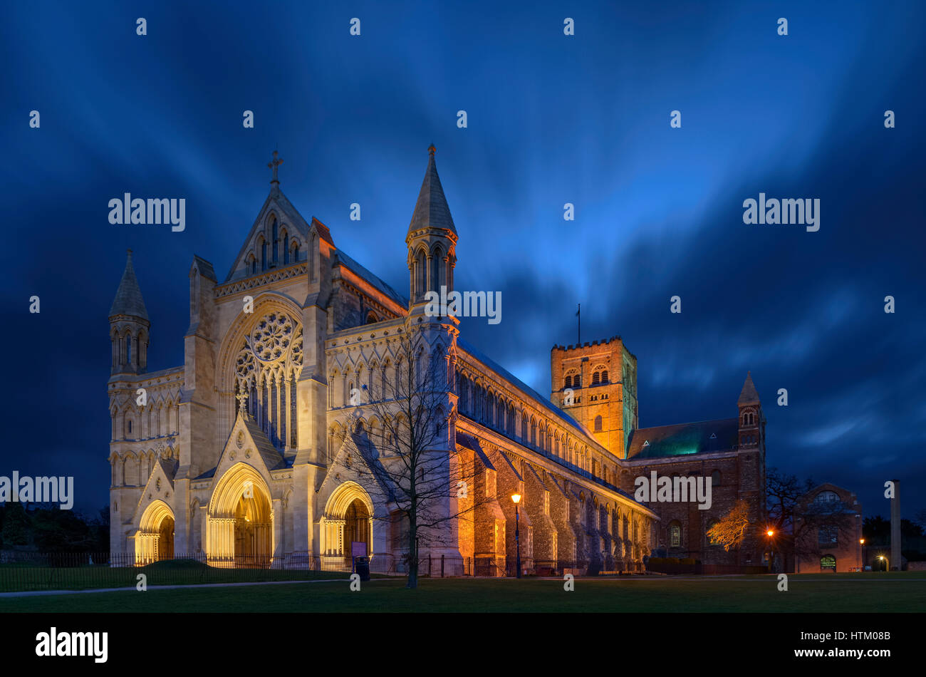 A dramatic view of St Albans Cathedral, United Kingdom Stock Photo - Alamy