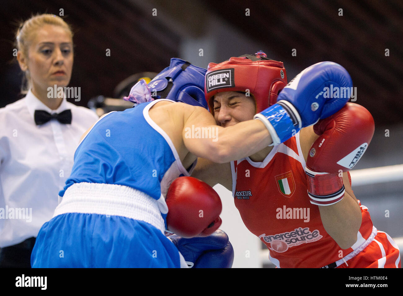 November 22, 2016: Sweden's Lise Sandebjer (BLUE) during the EUBC European Women’s Boxing ...
