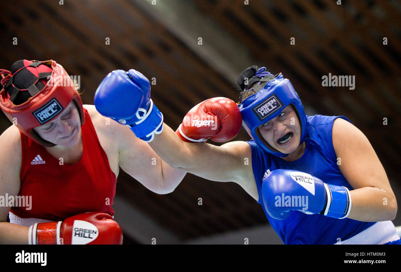 November 22, 2016: Hungary's Petra Szatmari (BLUE) during the EUBC European Women’s Boxing ...