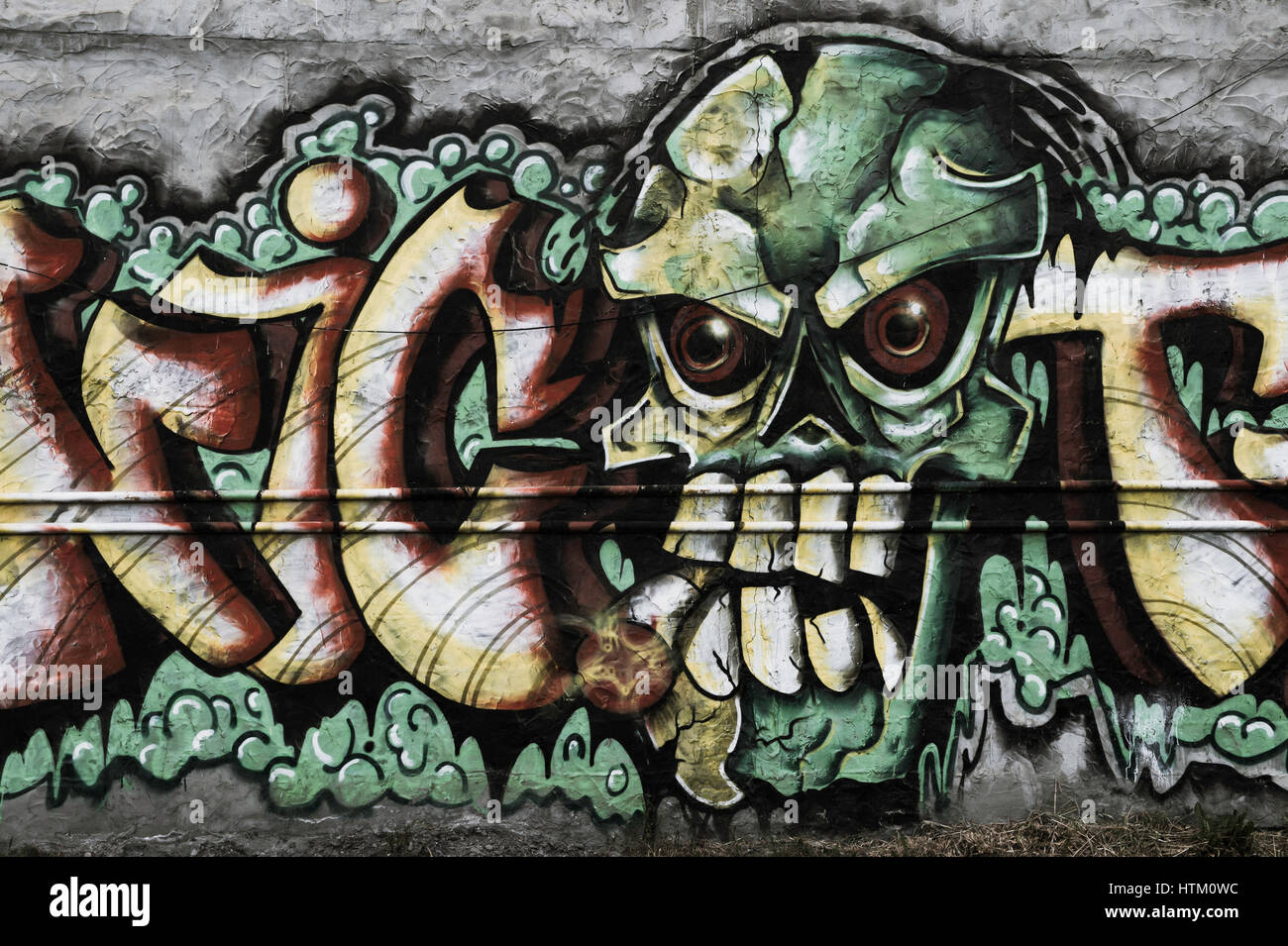 Skull graffiti, street art, Ushuaia, Argentina Stock Photo - Alamy