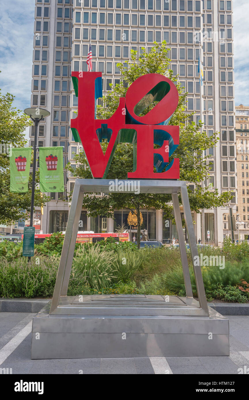 LOVE Sculpture, art piece, City Hall, Philadelphia, Pennsylvania, USA ...