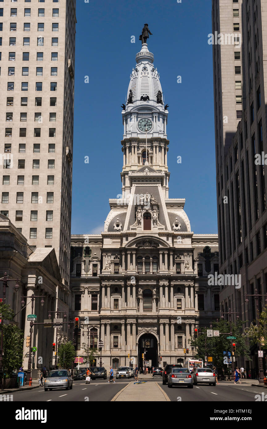 Philadelphia City Hall, from Broad Street, Philadelphia, Pennsylvania ...