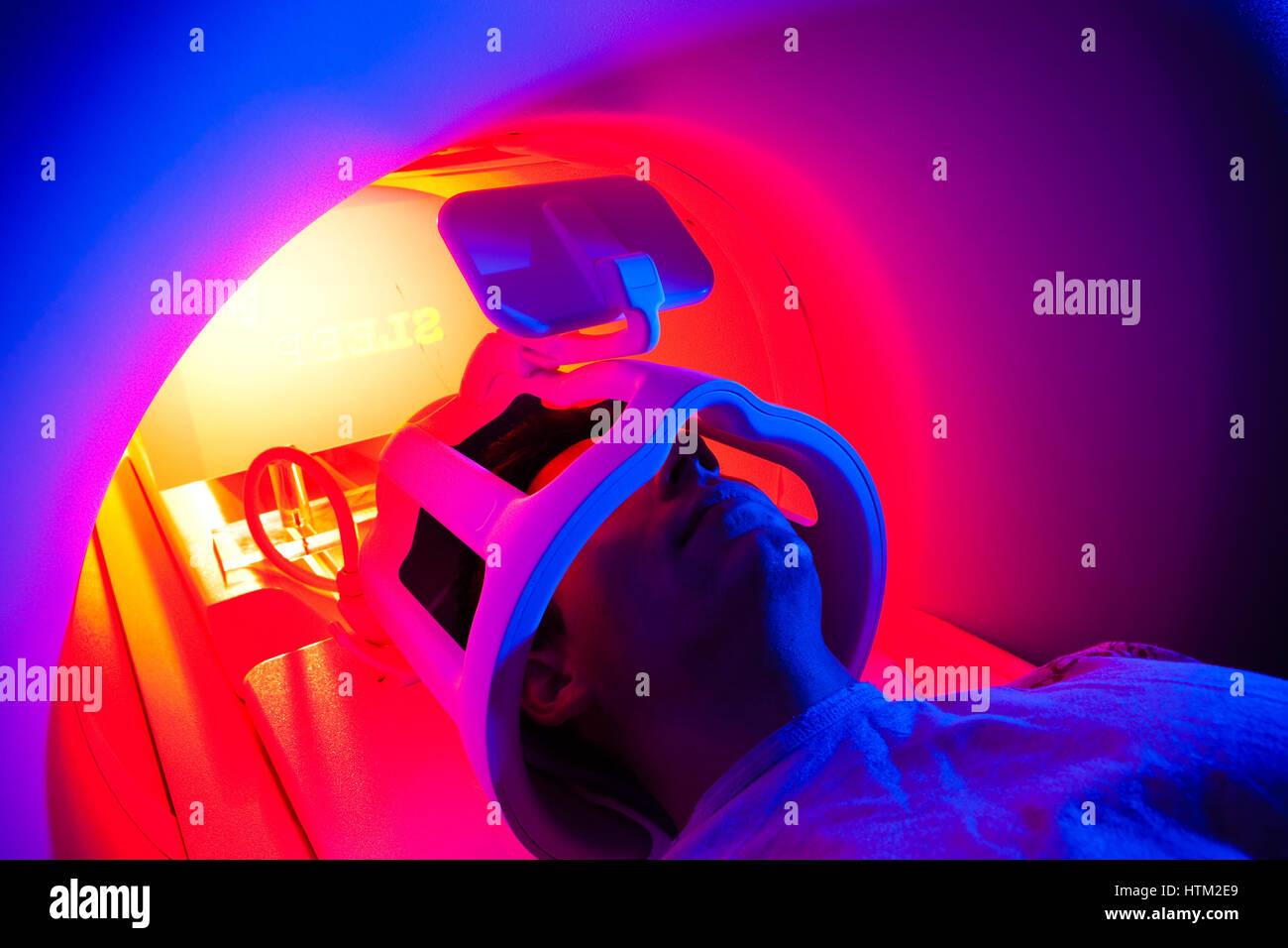 Patient undergoing MRI scan at Cardiff University School of Psychology ...