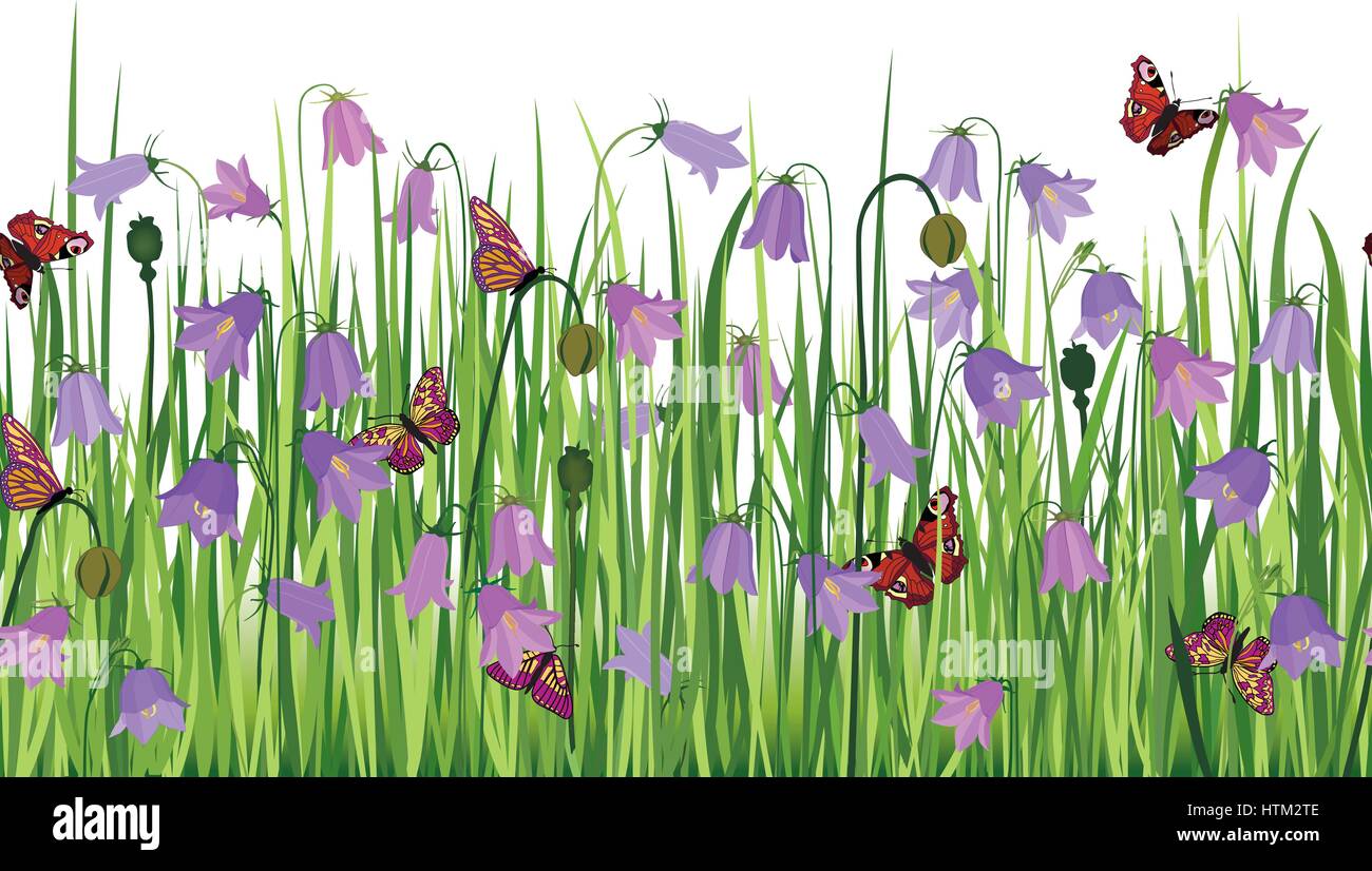 Floral seamless landscape. Flower background. Flourish garden border ...