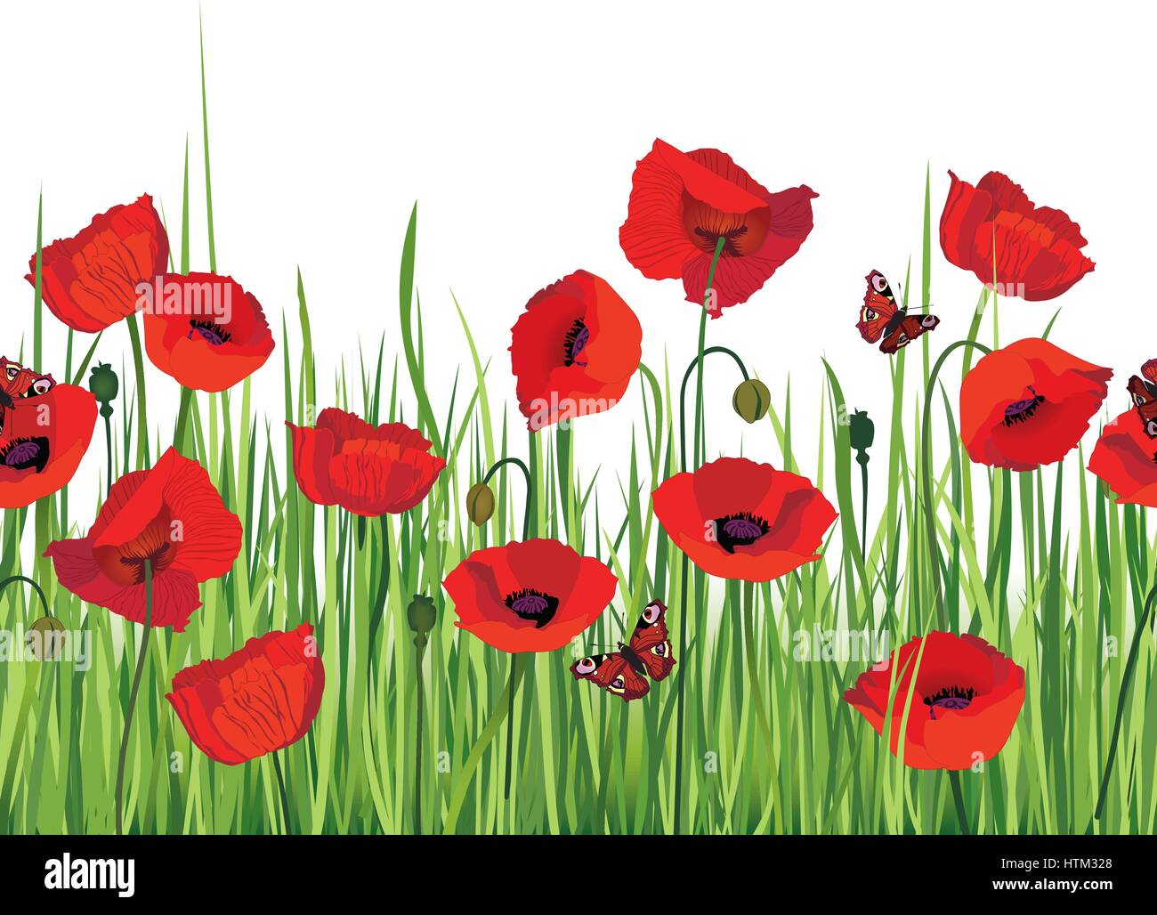 Floral seamless landscape. Flower background. Flourish garden border ...