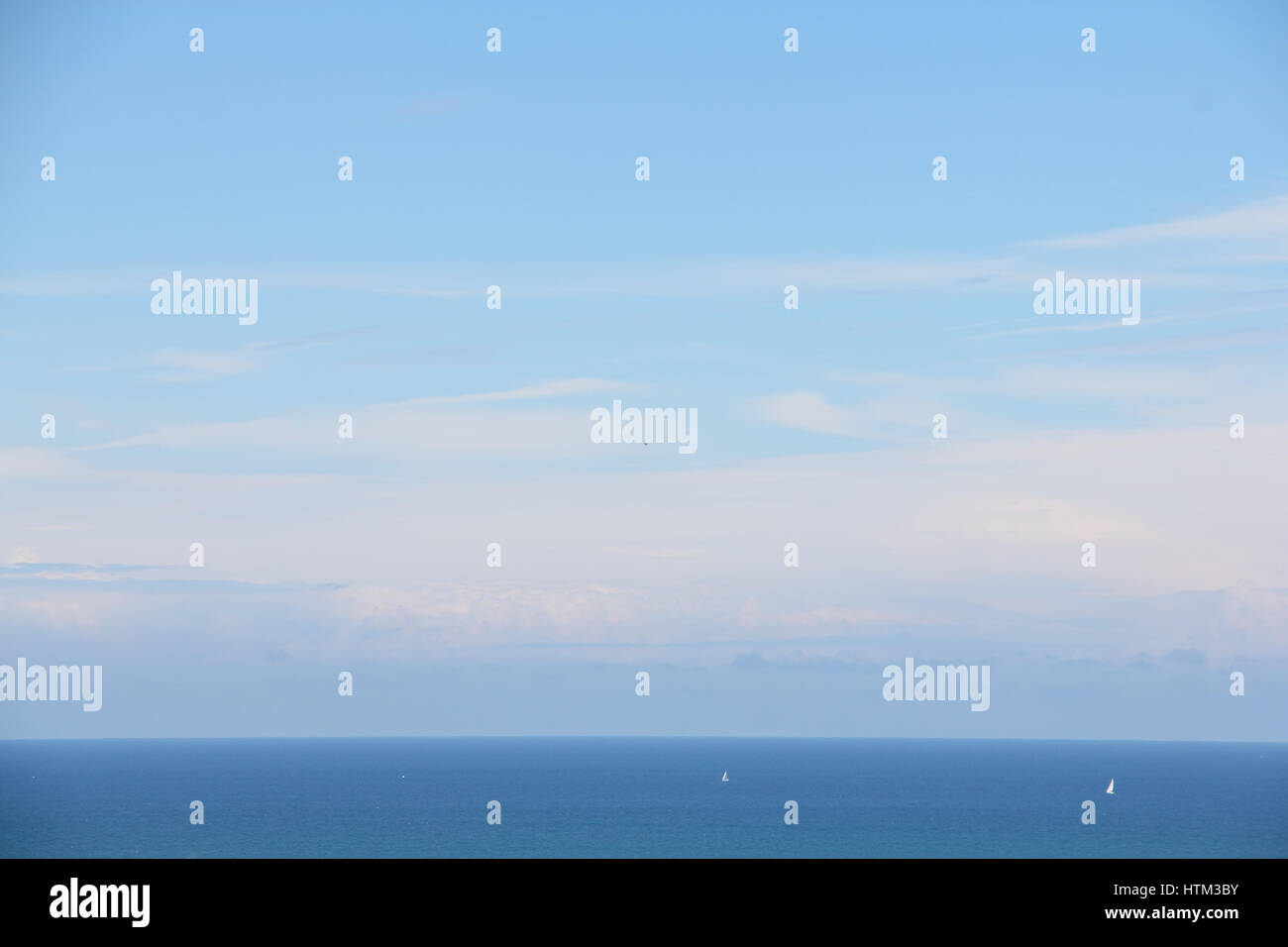 Blue calm sea and cloudy sky, beautiful nature background Stock Photo ...