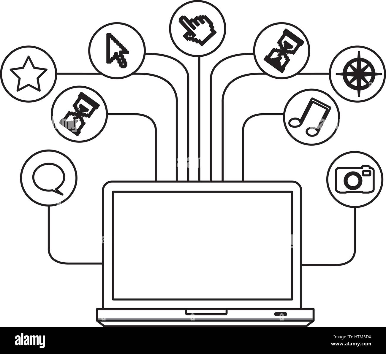 silhouette tech laptop computer database server icon stock Stock Vector ...
