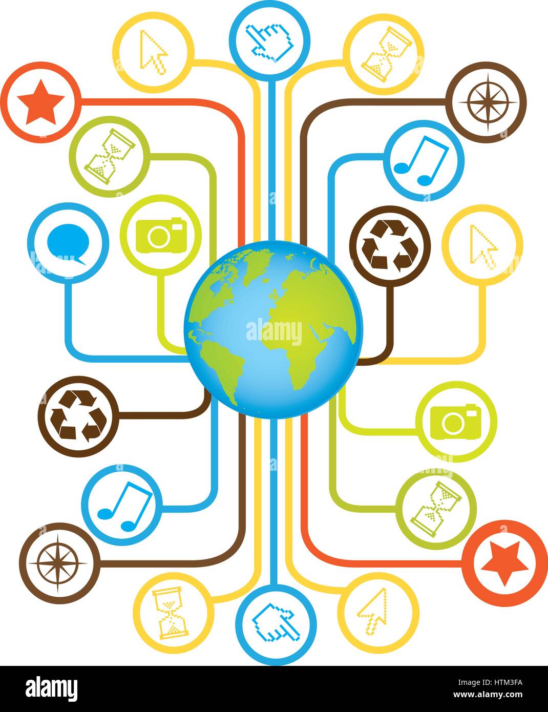 colorful earth globe storage connected to apps Stock Vector Image & Art ...