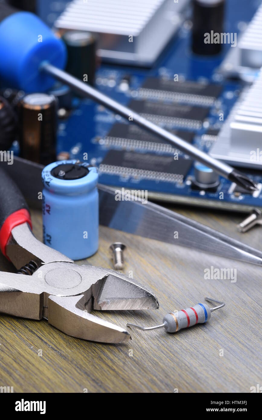 Computer and tools service and repair Stock Photo - Alamy
