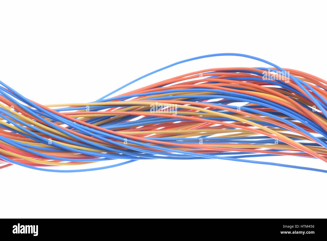 Colorful electrical cables isolated on white background Stock Photo - Alamy