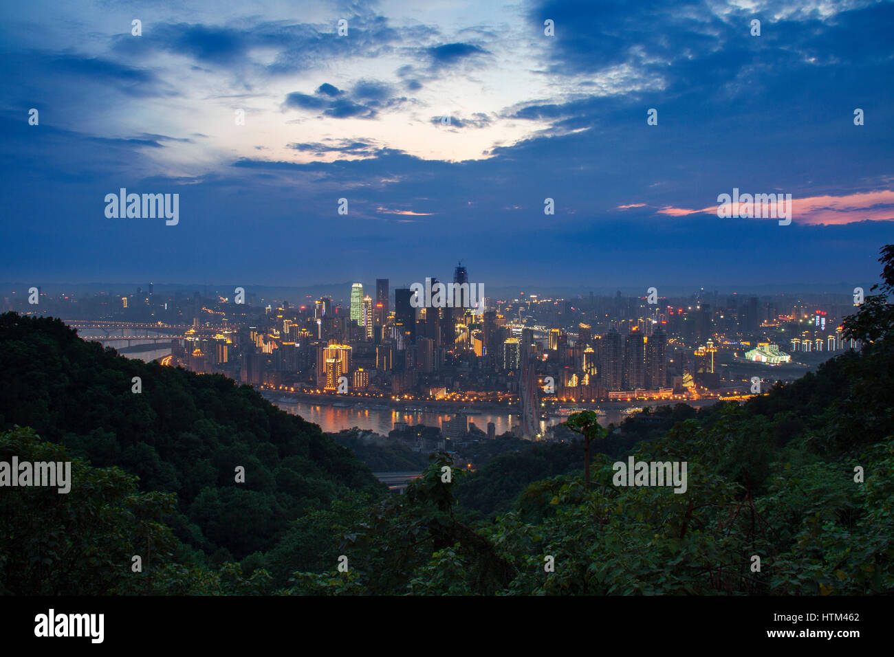Chongqing, China downtown city skyline over the Yangtze River Stock ...