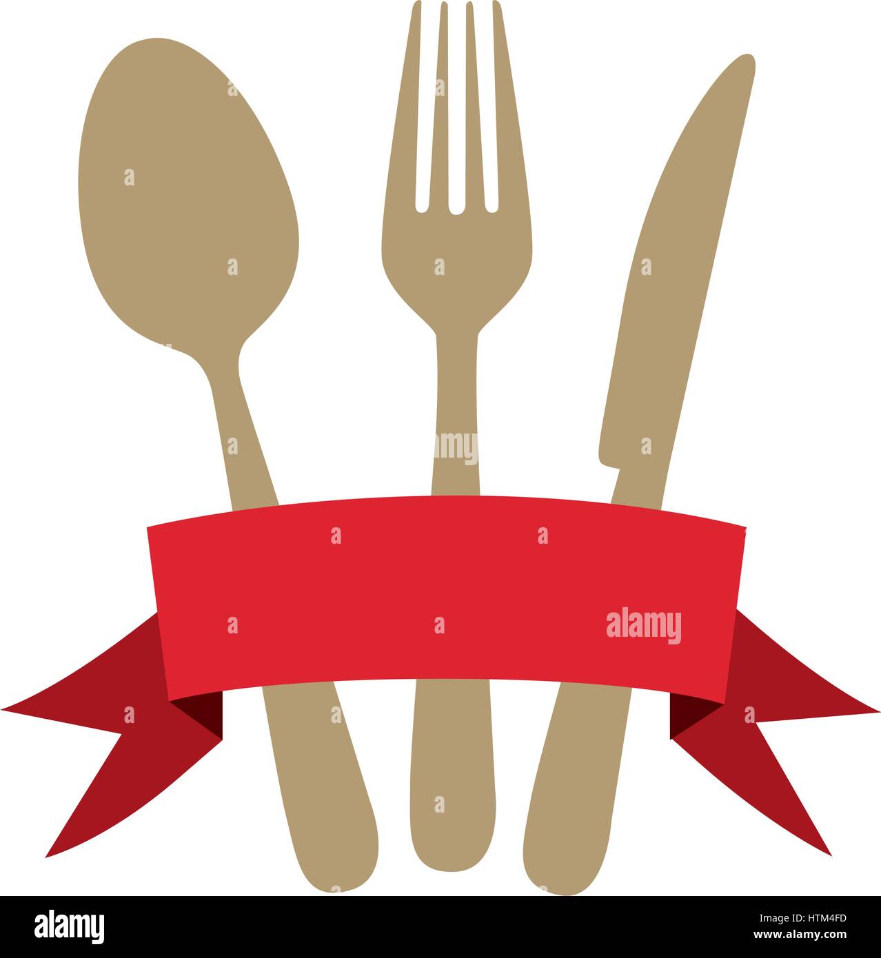 colorful cutlery kitchen elements with red ribbon Stock Vector Image ...