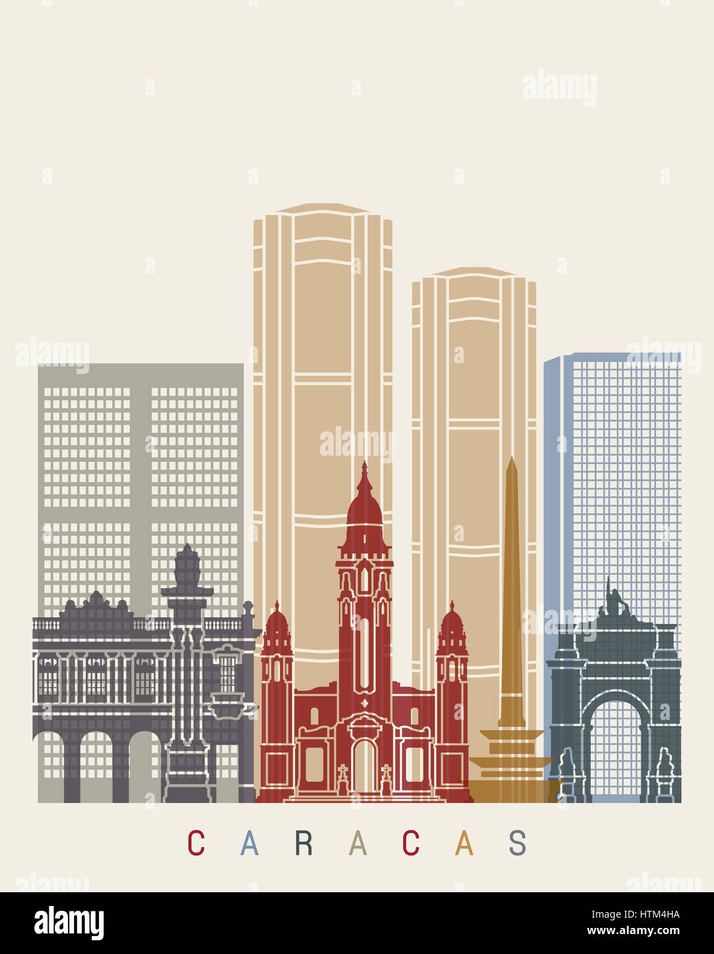 Caracas V2 skyline poster in editable vector file Stock Photo - Alamy