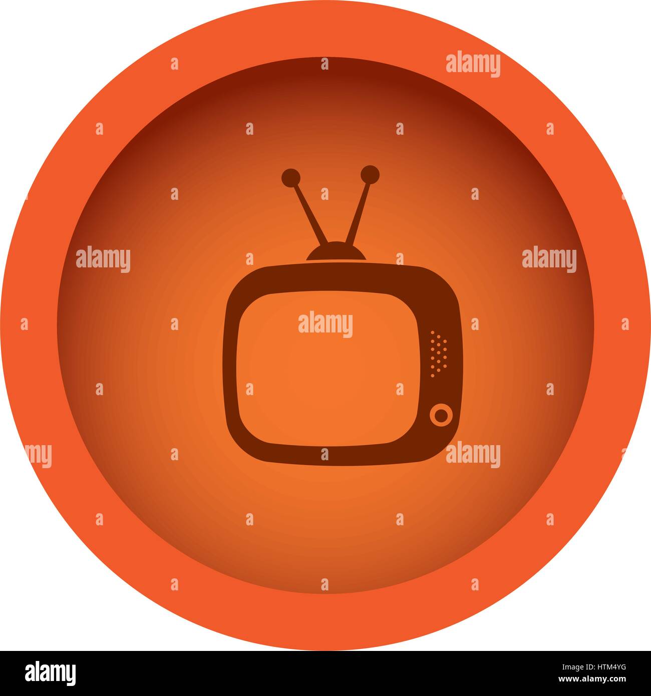 orange color circular frame with silhouette antique tv Stock Vector ...