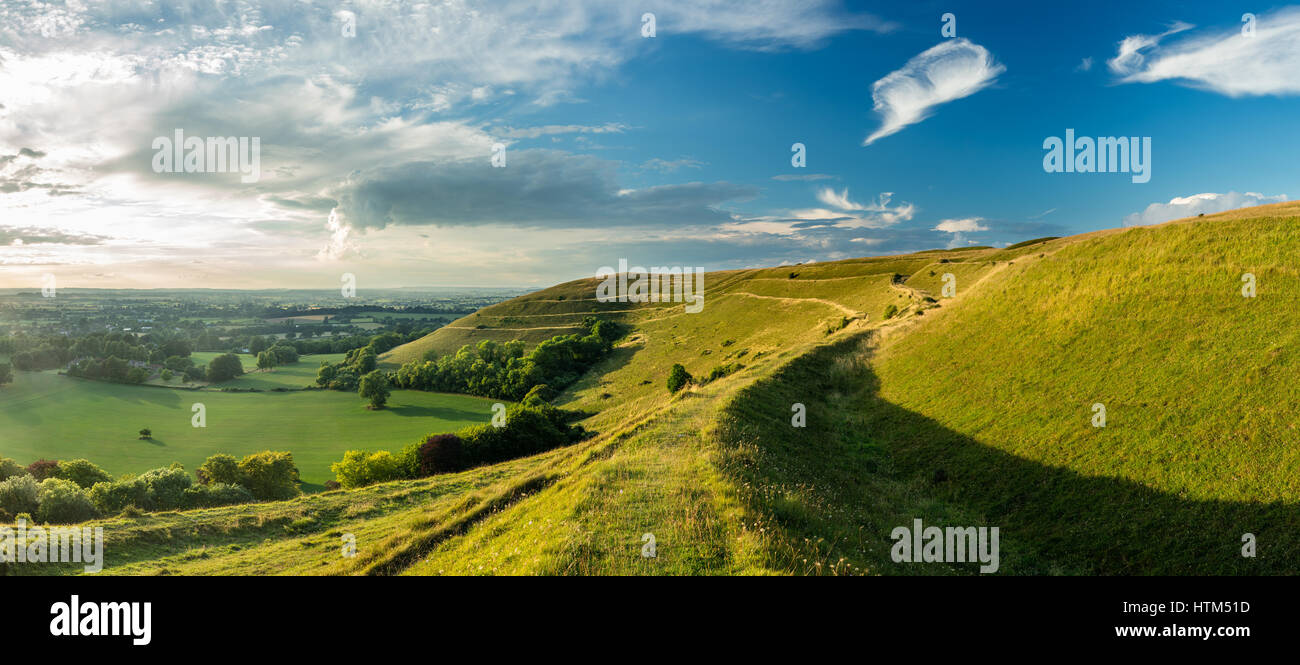 The ramparts of the Iron Age hill fort of Hambledon Hill, nr Blandford ...