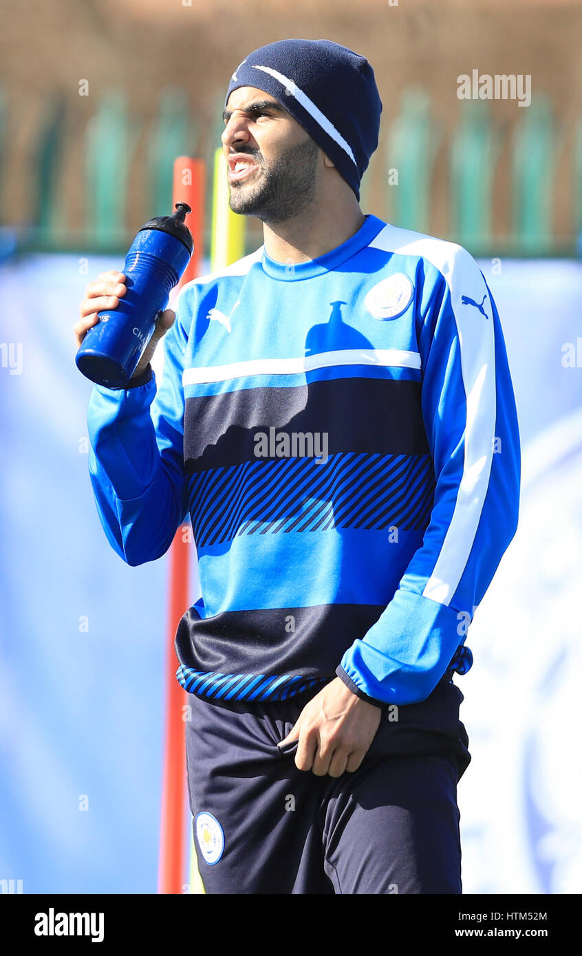 Leicester City's Riyad Mahrez during the training session at Belvoir ...