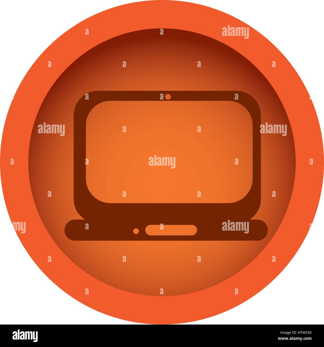 orange color circular frame with silhouette tech laptop Stock Vector ...