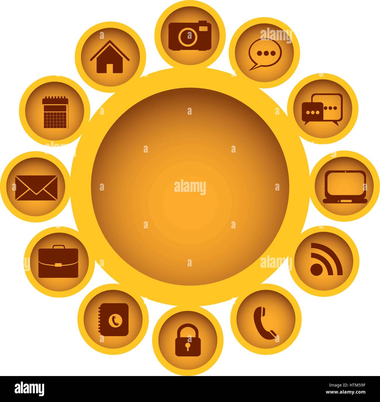 yellow figure group with communication elements Stock Vector Image ...