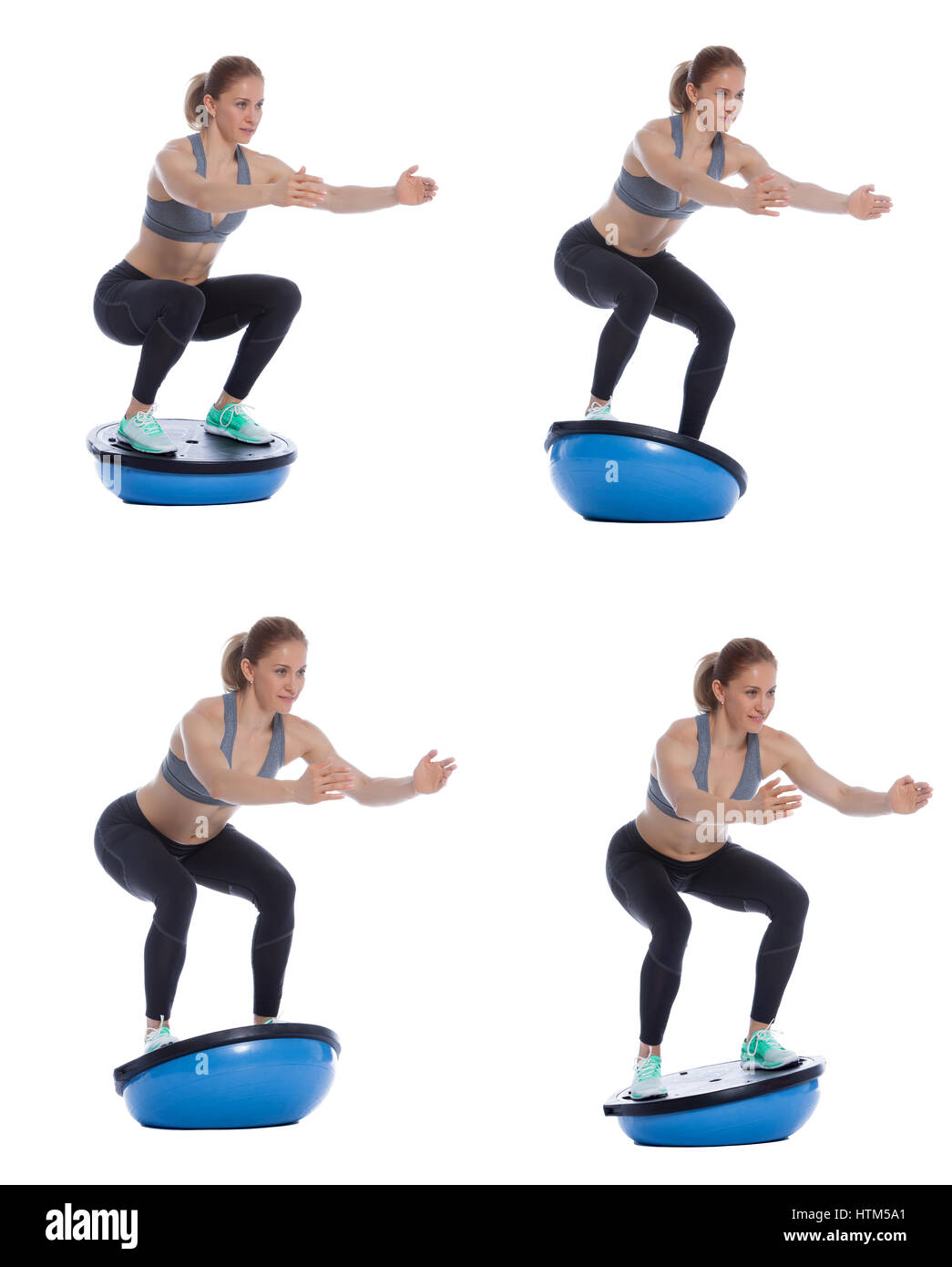 Balance training ball exercise execution with a professional trainer ...