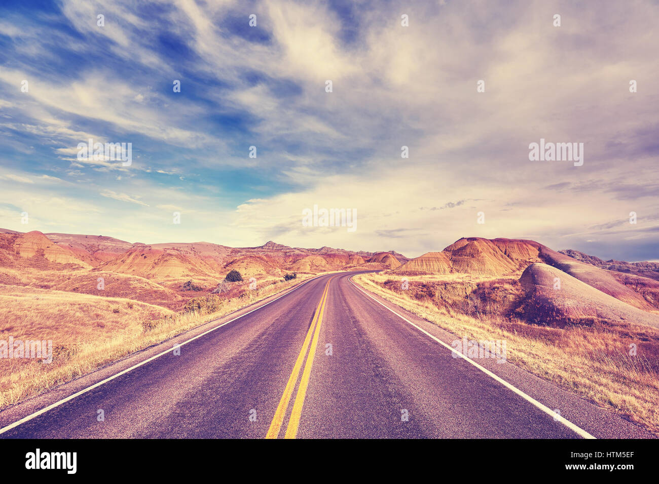 Color toned scenic road, travel background, USA Stock Photo - Alamy