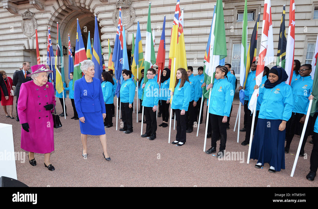 Queen elizabeth ii launch buckingham palace hi-res stock photography ...