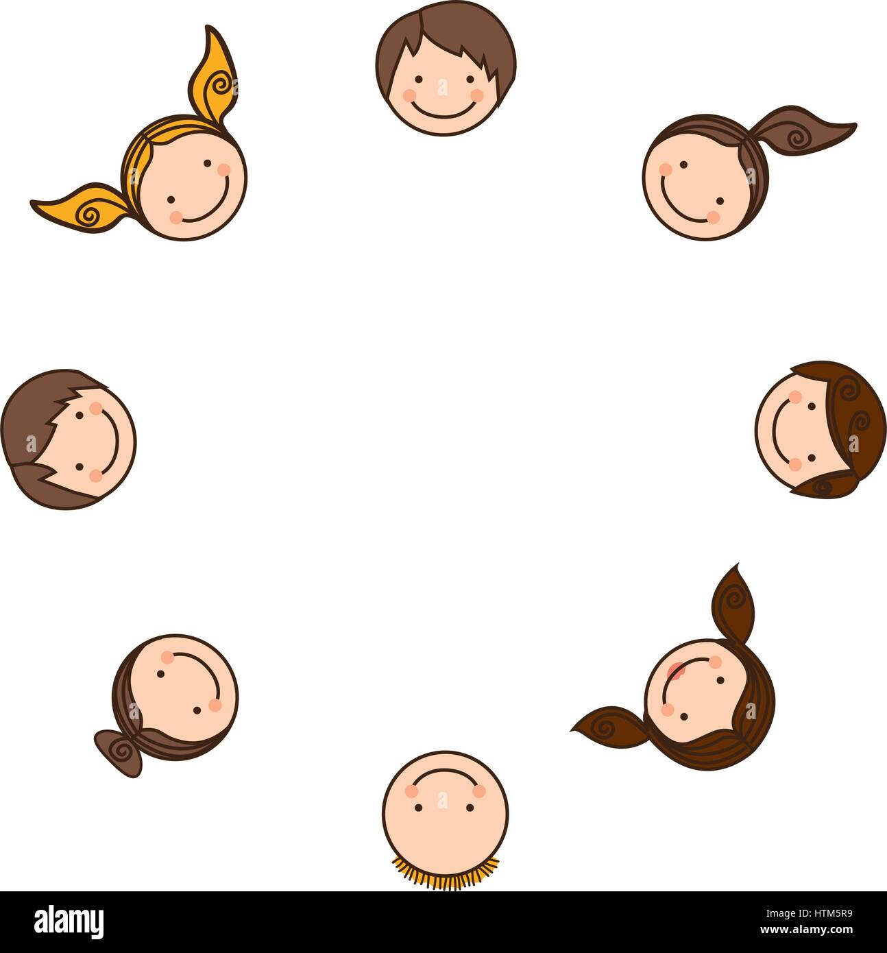colorful happy group cartoon face children Stock Vector Image & Art - Alamy