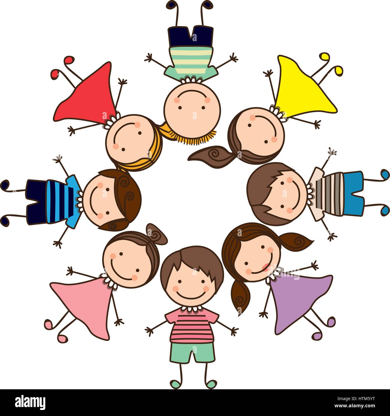 colorful circular shape with group cartoon children Stock Vector Image ...
